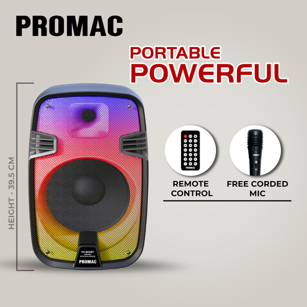 PA-805BT 8" Active Speaker with LED Flamelight – Promac PH